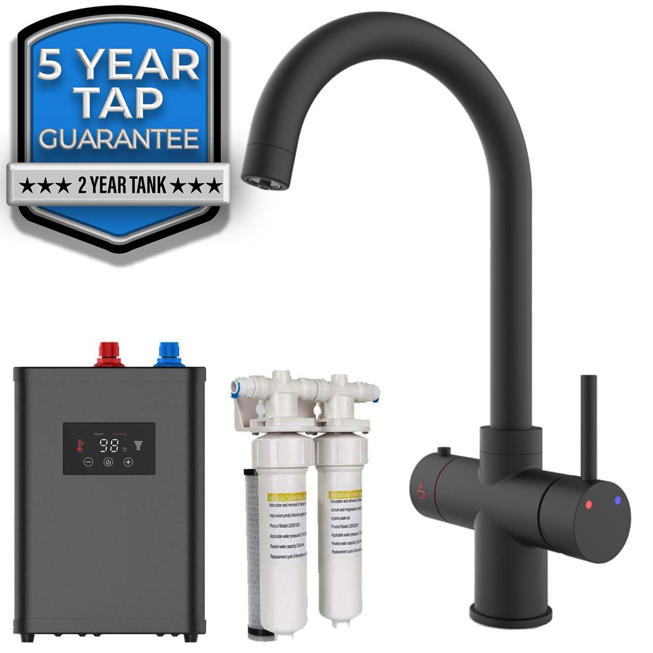 SIA BWT430BL Black 4-in-1 Boiling & Filtered Hot Water Tap With Tank ...