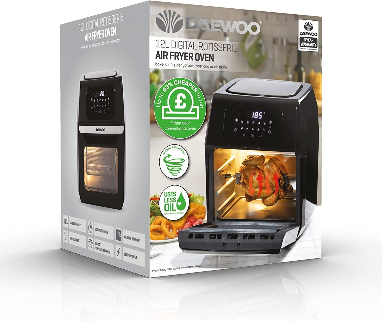 Daewoo 12L Digital Rotisserie Air Fryer Oven SDA1551GE