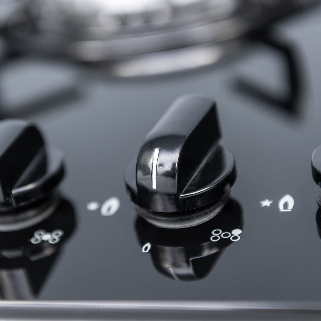 SIA GHG713BL 70cm Black 5 Burner Gas On Glass Hob With Enamel Pan ...