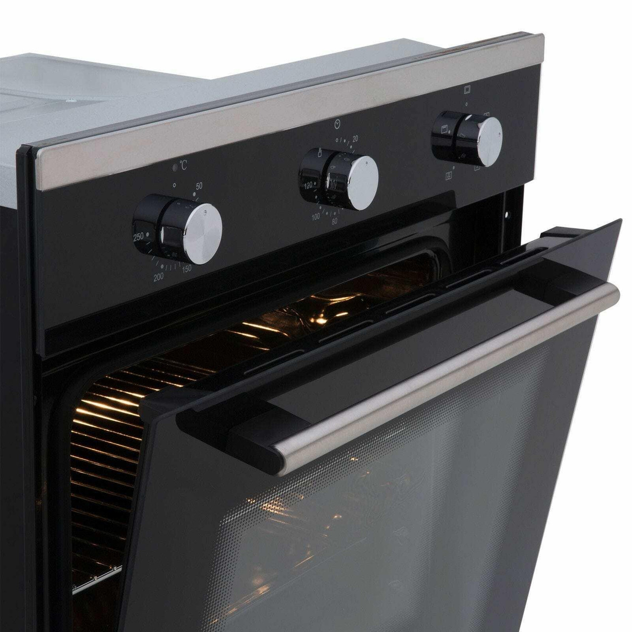 SIA 60cm Black Single Electric Fan Oven, 4 Burner Gas Hob And Visor ...