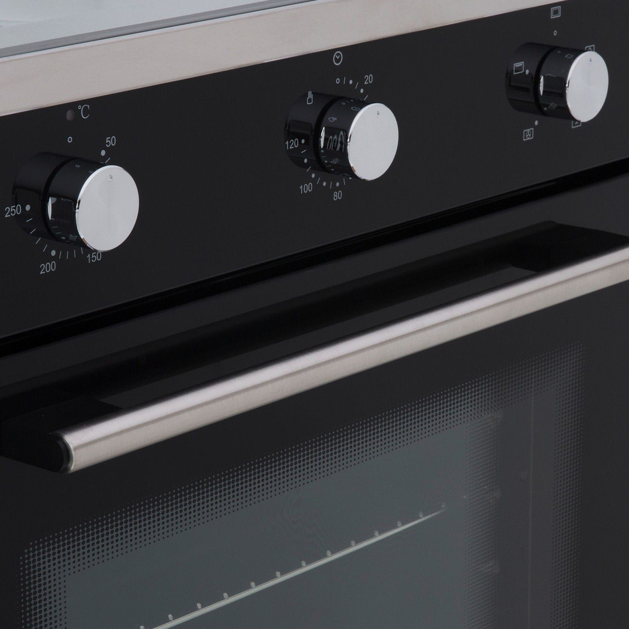 SIA 60cm Black Single Electric True Fan Oven, 70cm Gas Hob & Curved ...