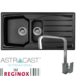 Astracast Logo Astracast S15BL 1.5 Bowl Reversible Black Kitchen Sink
