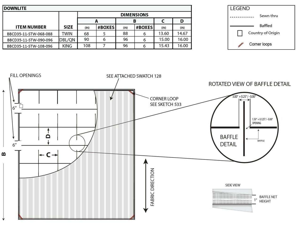 DIY 350 TC Damask Stripe Cotton Baffle Box Comforter Shells (Down Proof ...