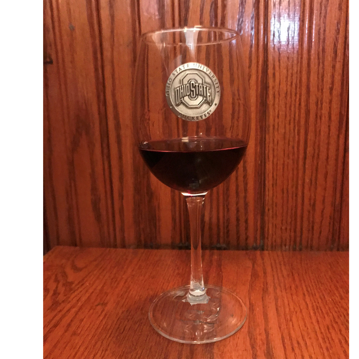 12 oz Ohio State Wine Glass with Pewter Logo - College Traditions