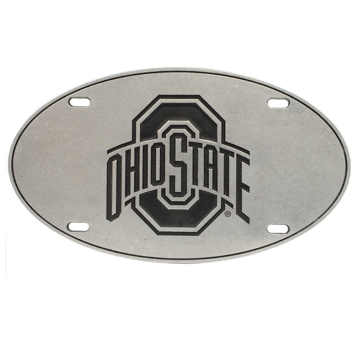 Ohio State Metal Oval License Plate w/ Logo - College Traditions