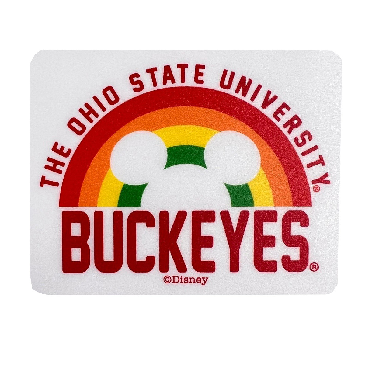 Ohio State Rainbow Mickey Sticker. 3 1/4"x 2 1/2" - College Traditions