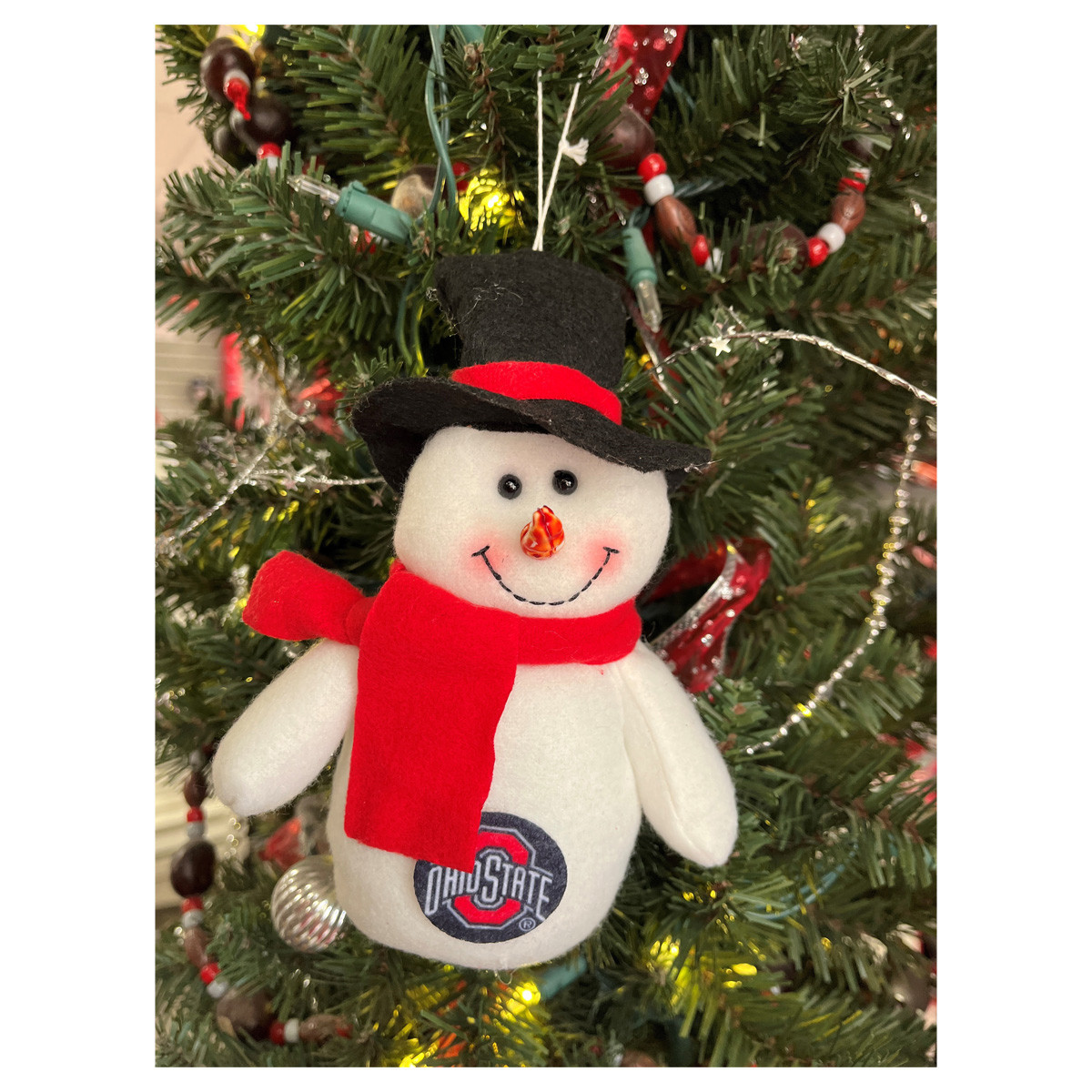 Ohio State Fabric Snowman Ornament. - College Traditions