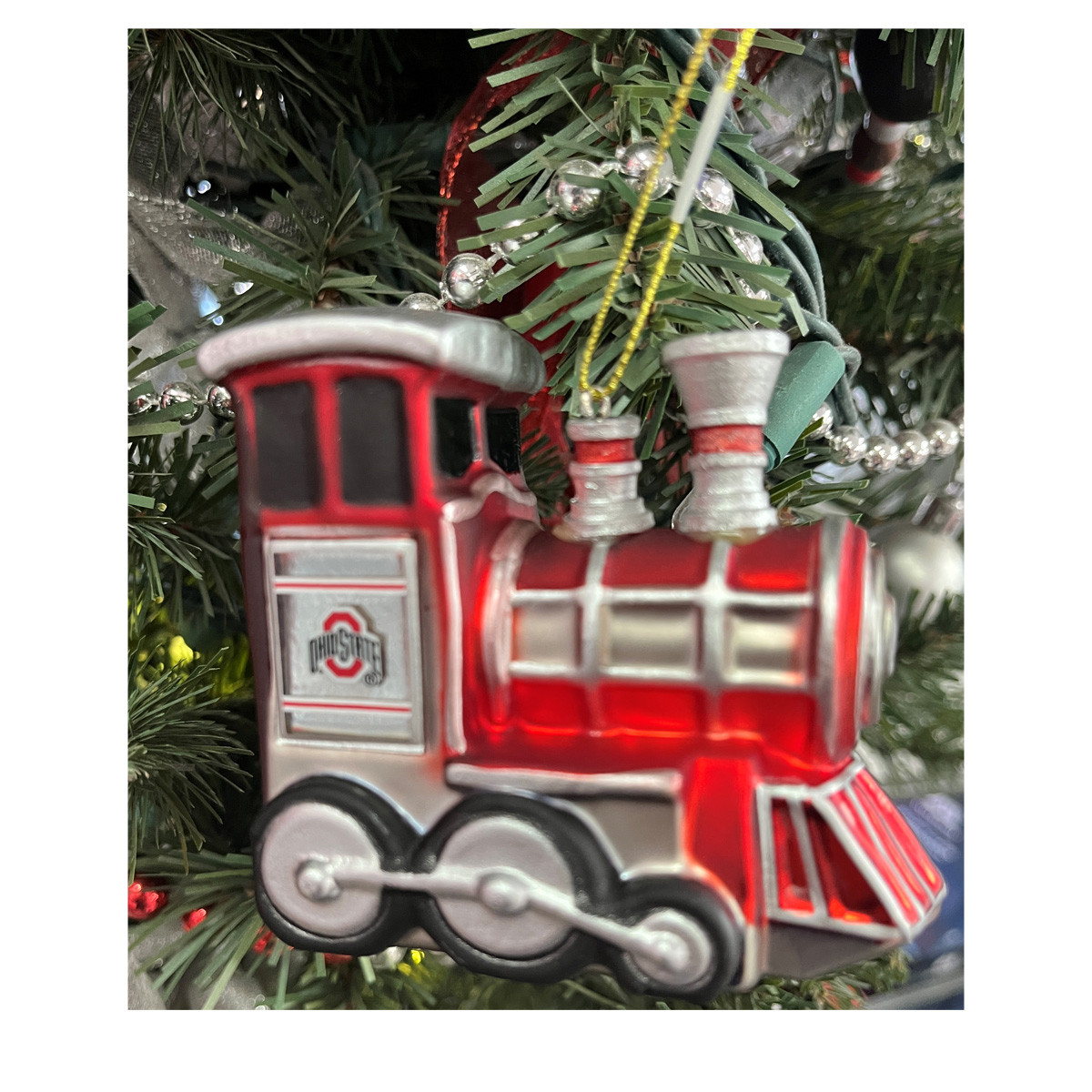 Ohio State Blown Glass Train Ornament - College Traditions