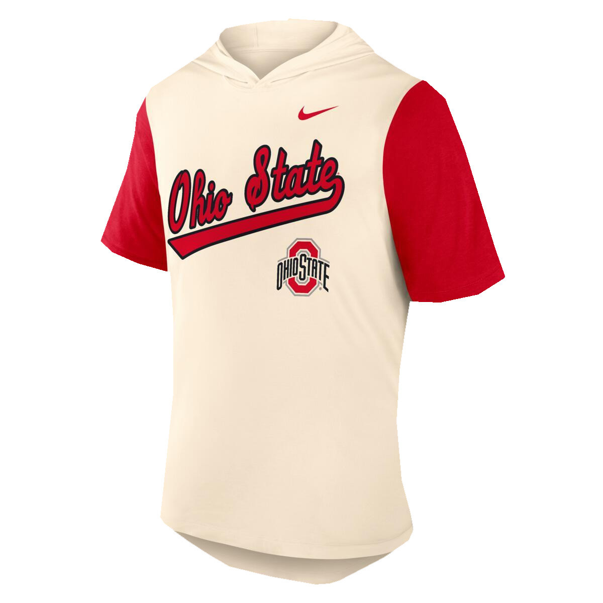 Ohio State Nike Natural/Red Short Sleeve Hood w/Script. - College ...