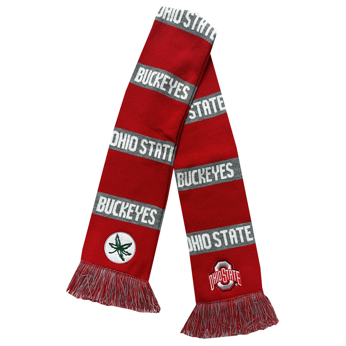 Knit In Ohio State Scarf With Buckeye Leaf and Logo - College Traditions
