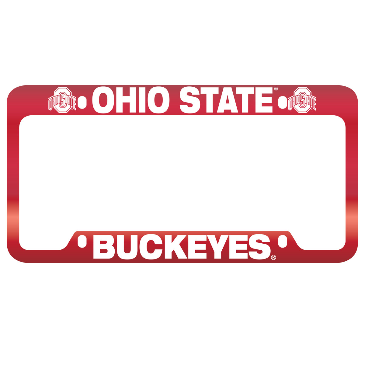 Red License Plate with Mirror Block O Logo - College Traditions