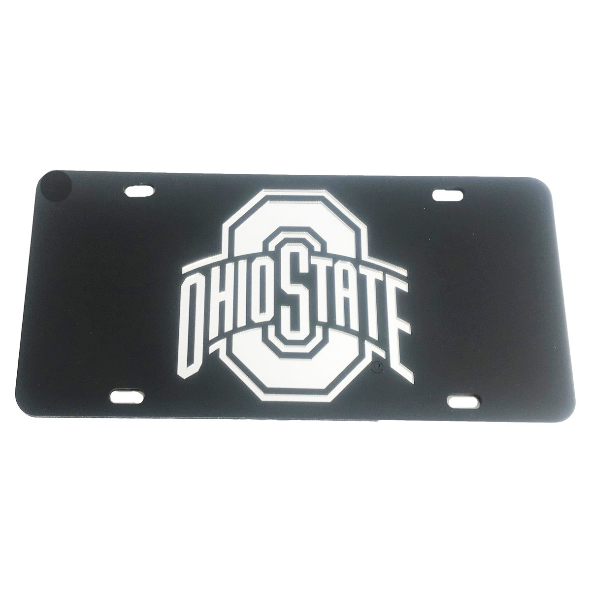 Red License Plate with Mirror Block O Logo - College Traditions