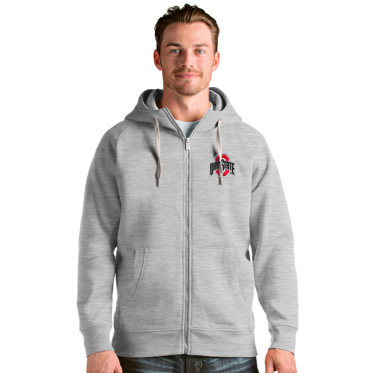 Gray Full Zip With Left Chest Embroidered Logo - College Traditions