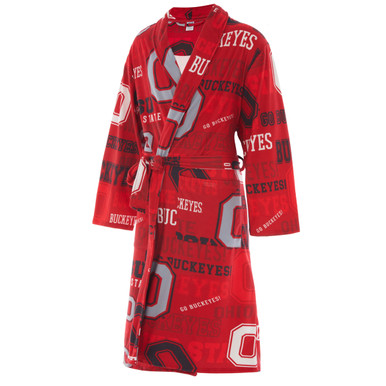 Ohio State Bath Robe with Buckeyes and Logo Print - College Traditions