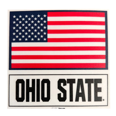 Ohio State American Flag Sticker. 4 1/4"x 4" - College Traditions