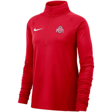 Ohio State Women's Red 1/2 Zip Long Sleeve Fleece. - College Traditions