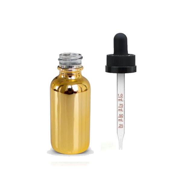 30ml Gold Boston Round Bottle with Black CRC Graduated Dropper