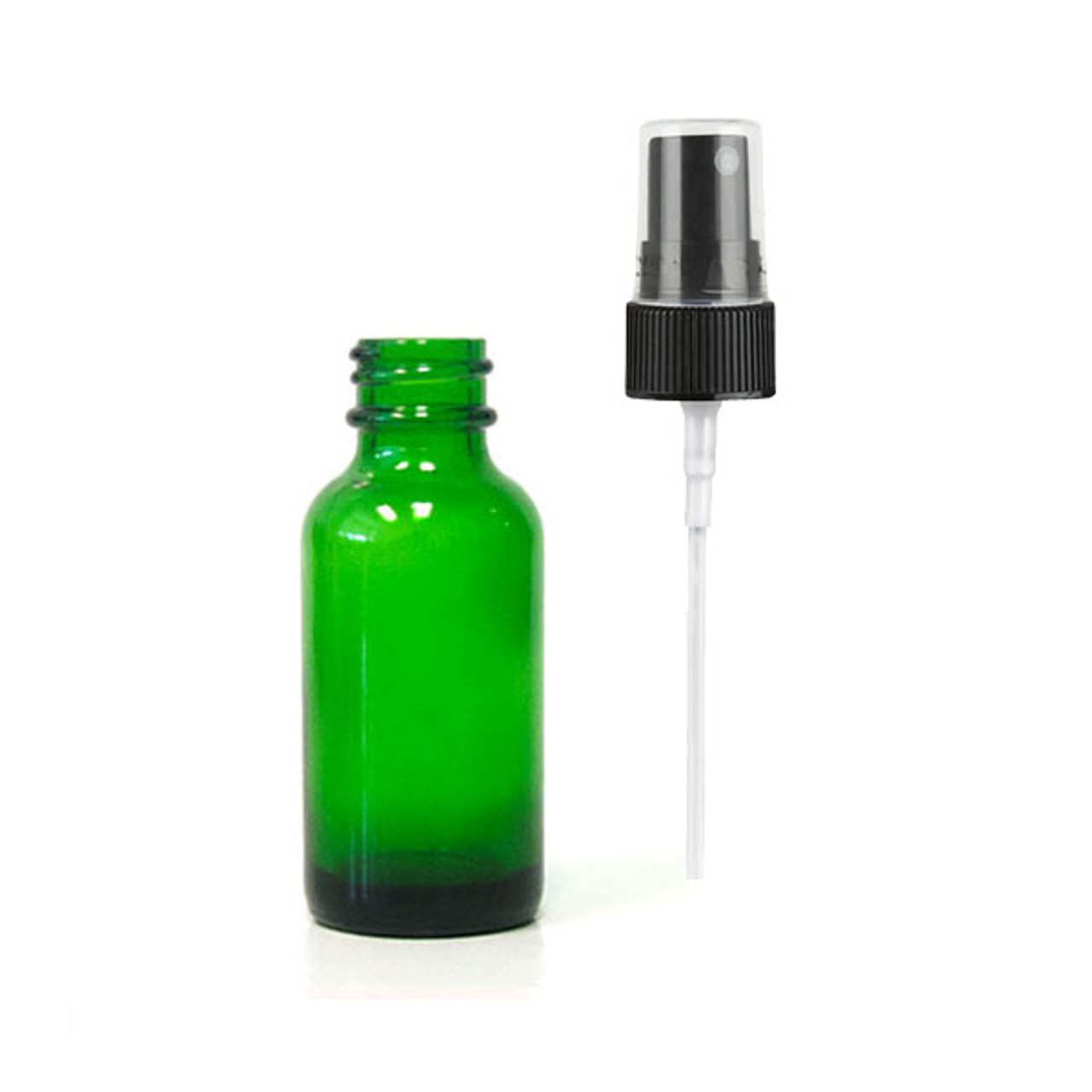 30 Ml 1 Oz Green Boston Round Bottles With Black Mist Sprayer