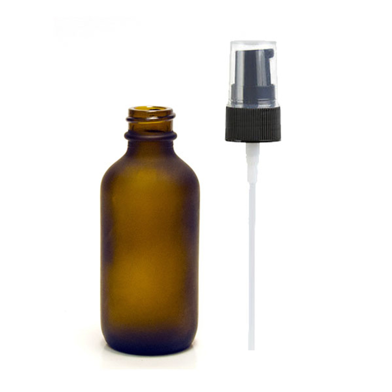 60ml 2oz Frosted Amber Boston Round Bottle With Treatment Pump