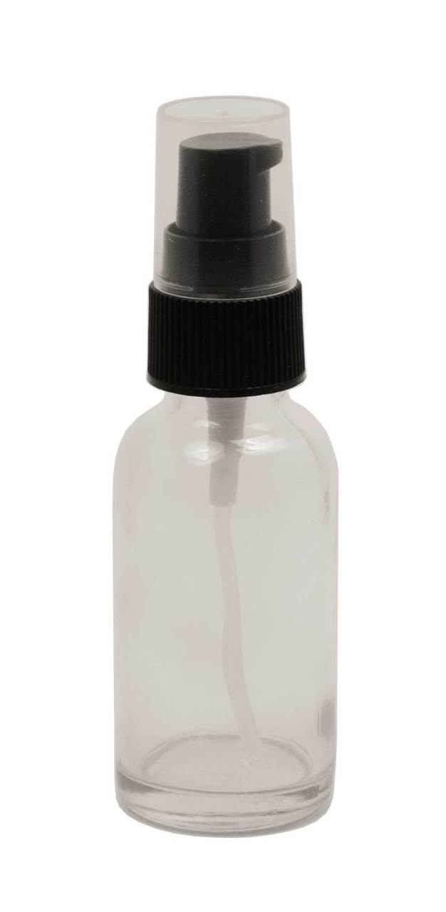30 ml (1 oz) Clear Boston Round with Black Treatment Pump