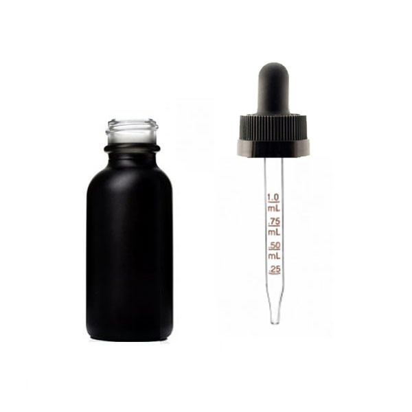 30ml (1 oz) Black Boston Round Bottle with CRC graduated dropper