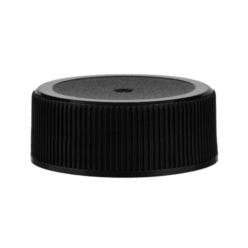 28-400 Black Ribbed Matte Top Plastic Cap with F-217 Foam Liner