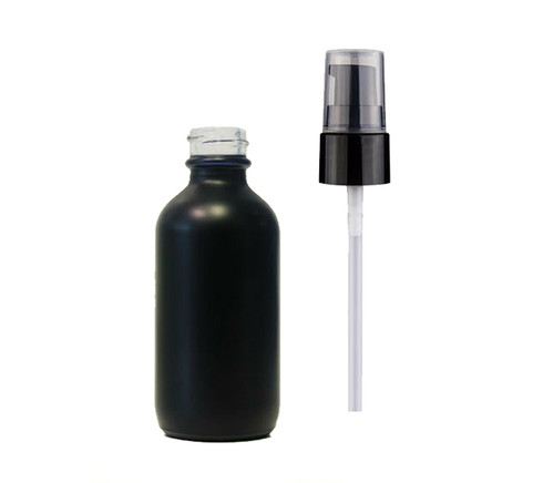 60 ML (2 oz) Black Coated Boston Round W/ black treatment pump