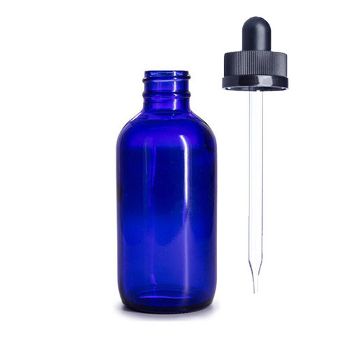 4 oz Cobalt Blue Bottle with black CRC dropper