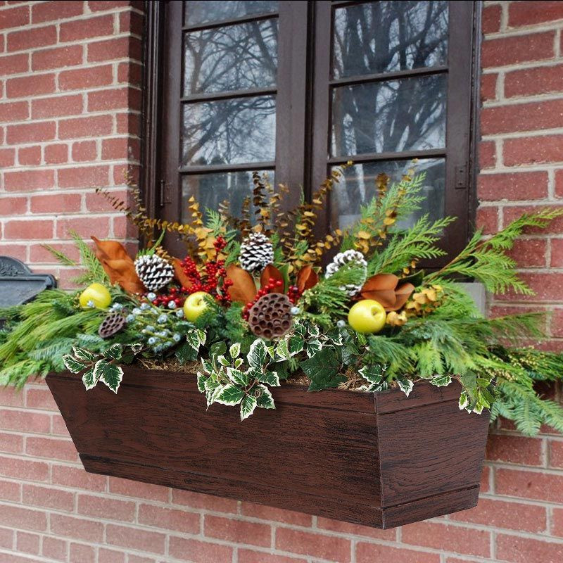 Modern Farmhouse Fiberglass Window Box - 5 Wood Like Finishes