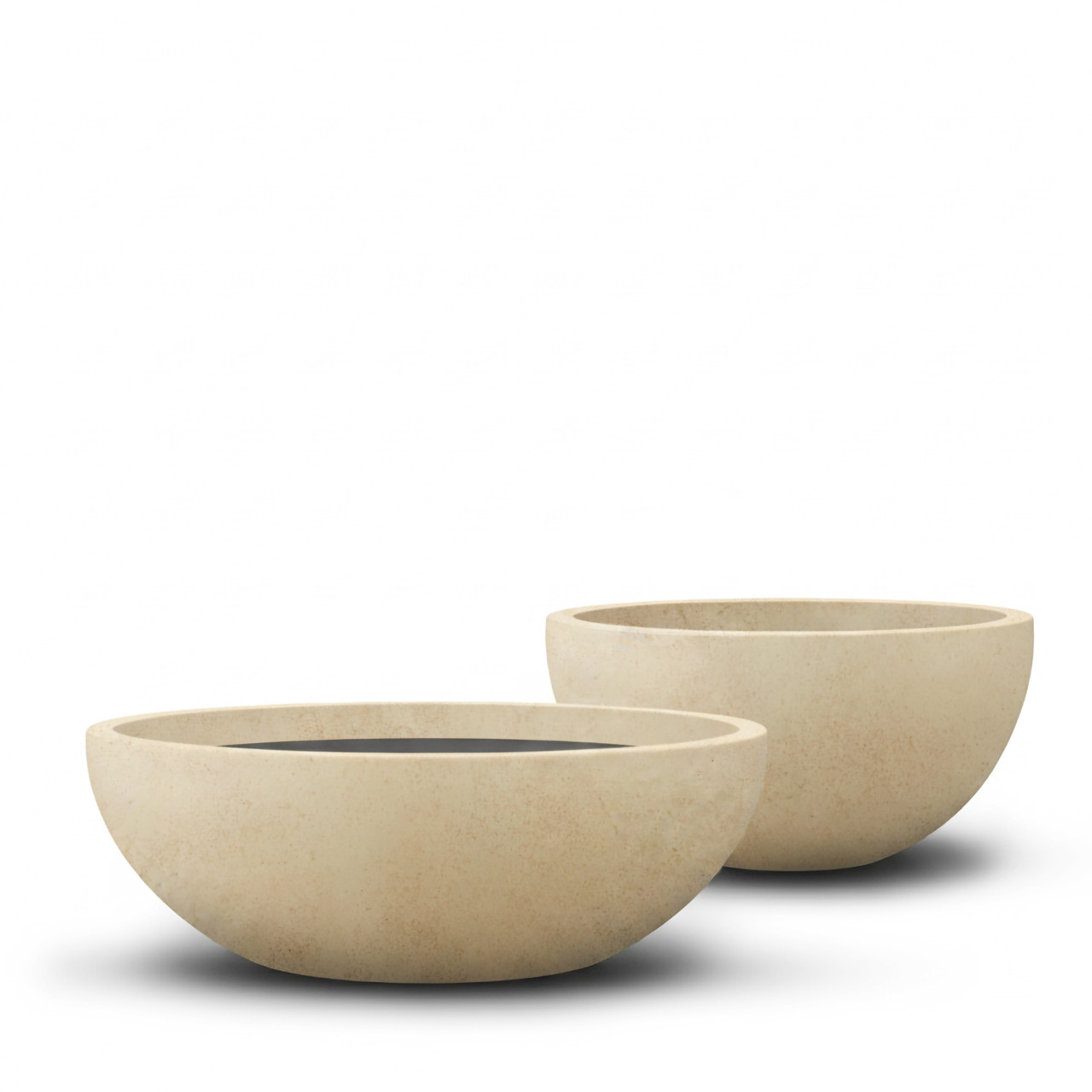 Rocca Low Bowl Fiberstone Planter | Modern Fiberstone Bowl Planters in ...