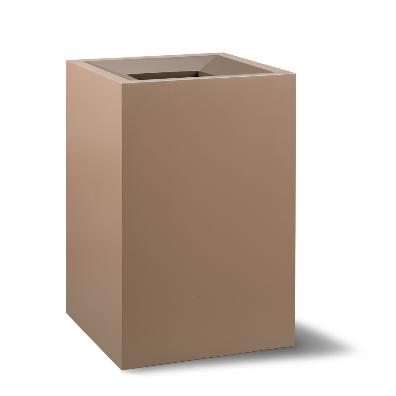 Modern Square Fiberglass Trash Receptacle | Custom Commercial Waste Bin