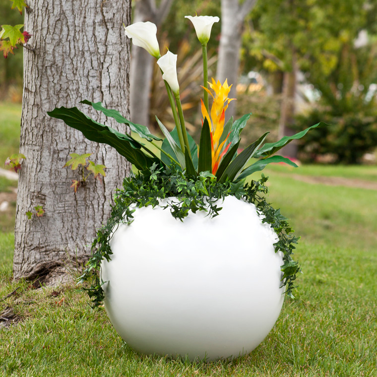 Miro Fiberglass Sphere Planter in 9 Finishes