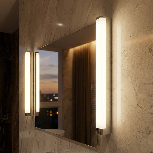 Lampada LED da Specchio 15W 60cm Cromata IP54 - con Interruttore