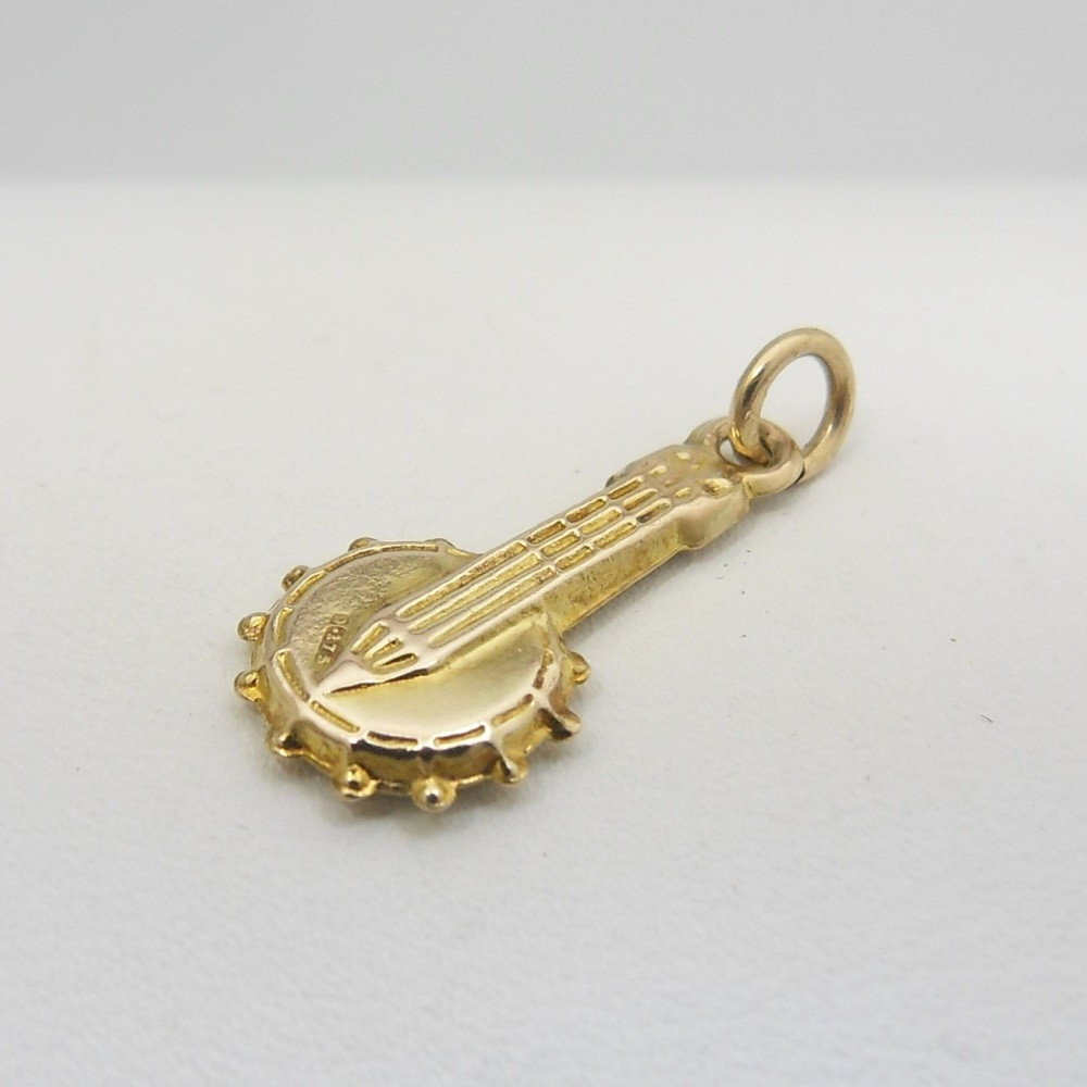 Vintage 9ct gold banjo charm Birmingham 1956