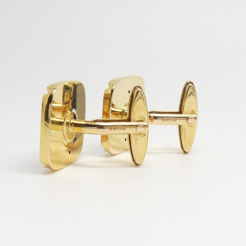 9ct gold onyx cufflinks Marked W. Germany. London import hallmarks 1974