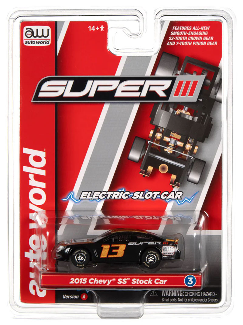 Auto World 2015 Chevy SS Stock Car (Black/Gold) Super III HO Slot Car