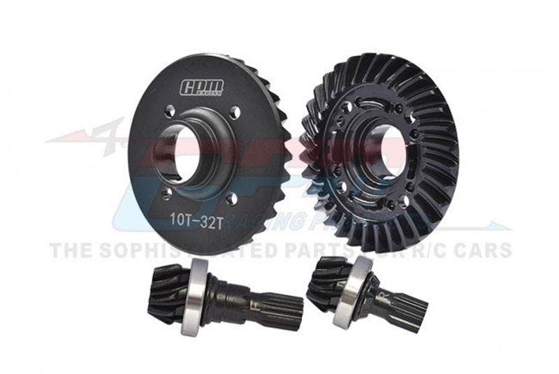 GPM Medium Carbon Steel 32/10T Front And Rear Differential Gear Set (Black)