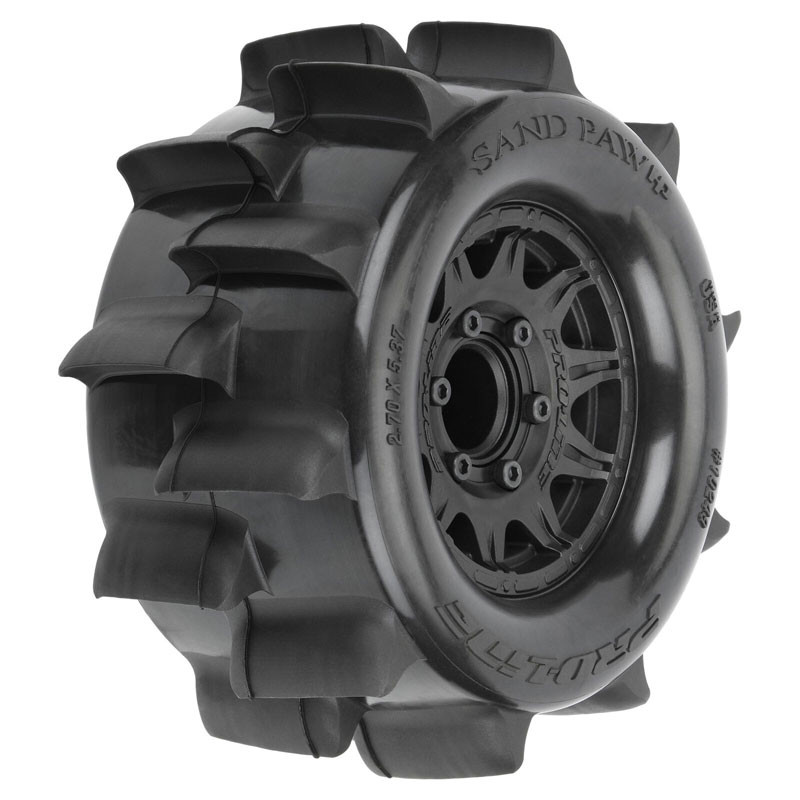 Pro-Line Sand Paw HP BELTED 2.8" Sand Truck Tires Mounted on Raid Black ...