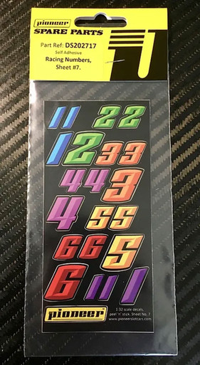Pioneer Various Racing numbers Sticker Sheet #7