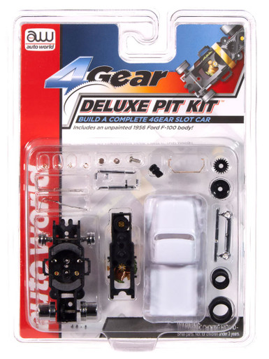 Auto World 4Gear Deluxe Pit Kit (w/1956 Ford F-100 Pickup Body) HO Slot Car