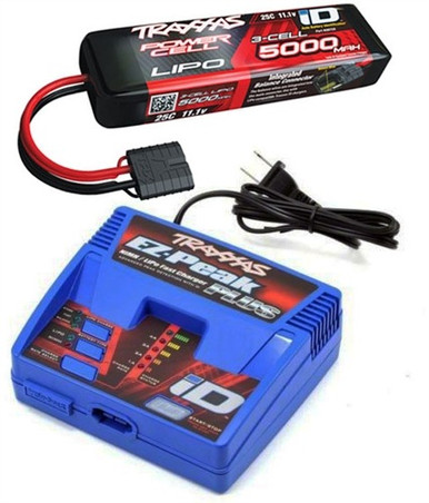 Traxxas EZ Peak Plus LiPo Charger 5000mAh 11.1V iD Battery Combo SLASH VXL 4X4