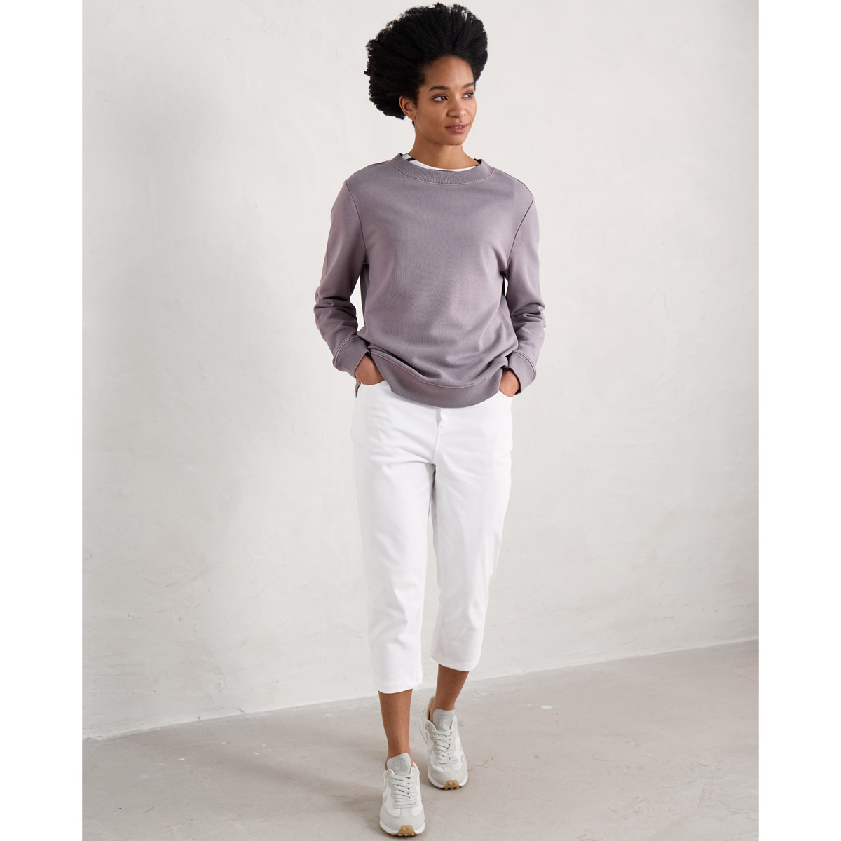 Albert Quay Crop Trousers Salt | Kilkenny Design