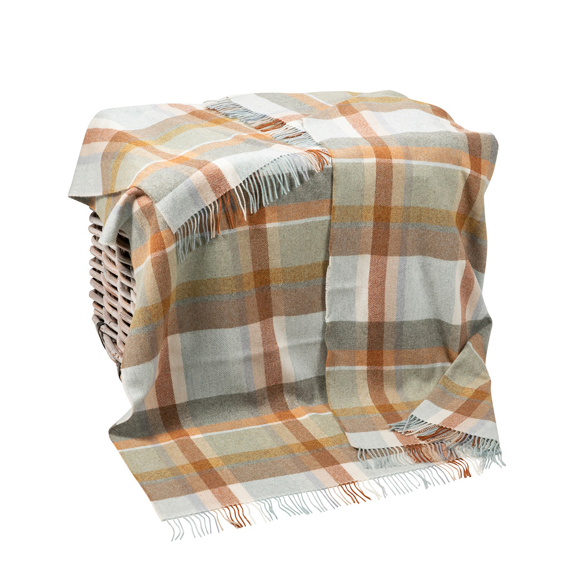 Merino Lambswool Throw Green Rust Mustard Plaid | Kilkenny Design