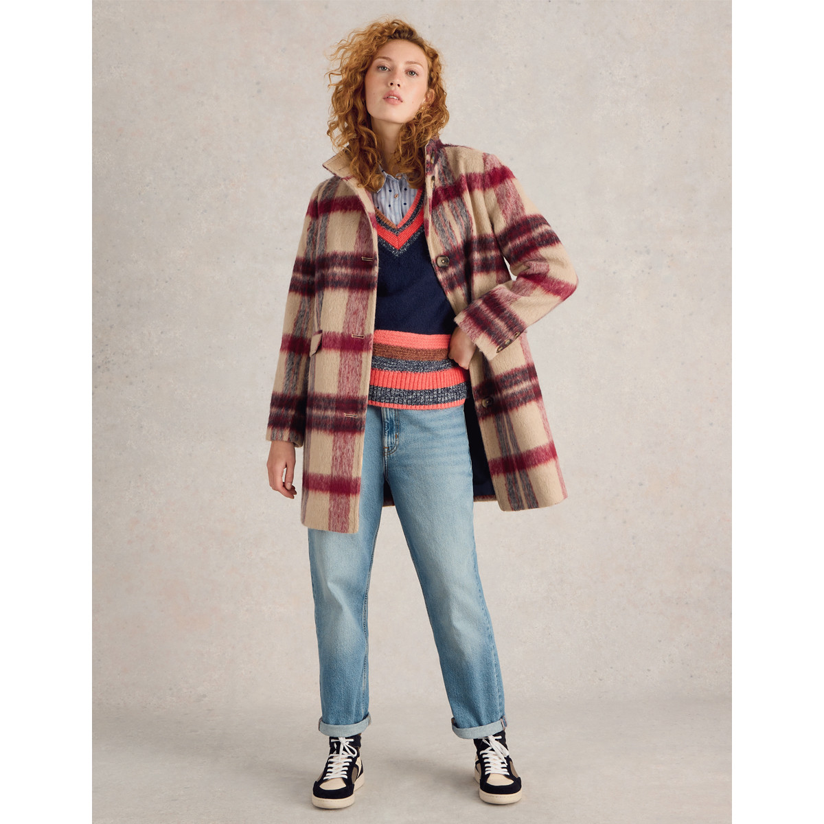 Karla Check Coat Plum Multi | Kilkenny Design