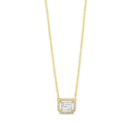 Gold Rectangular Halo Crystal Necklace | Kilkenny Design