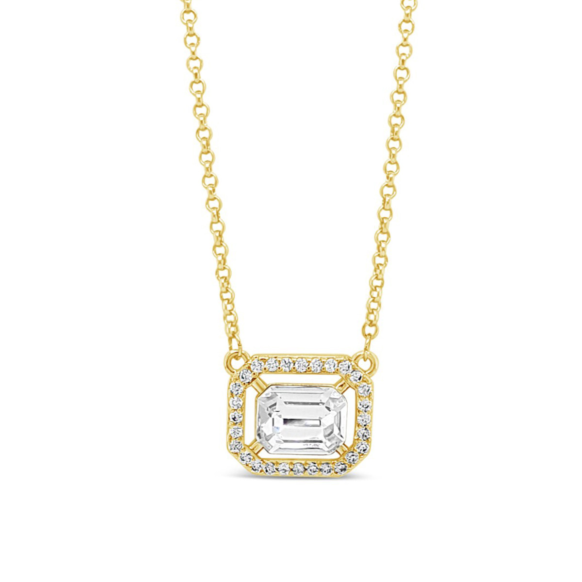 Gold Rectangular Halo Crystal Necklace | Kilkenny Design