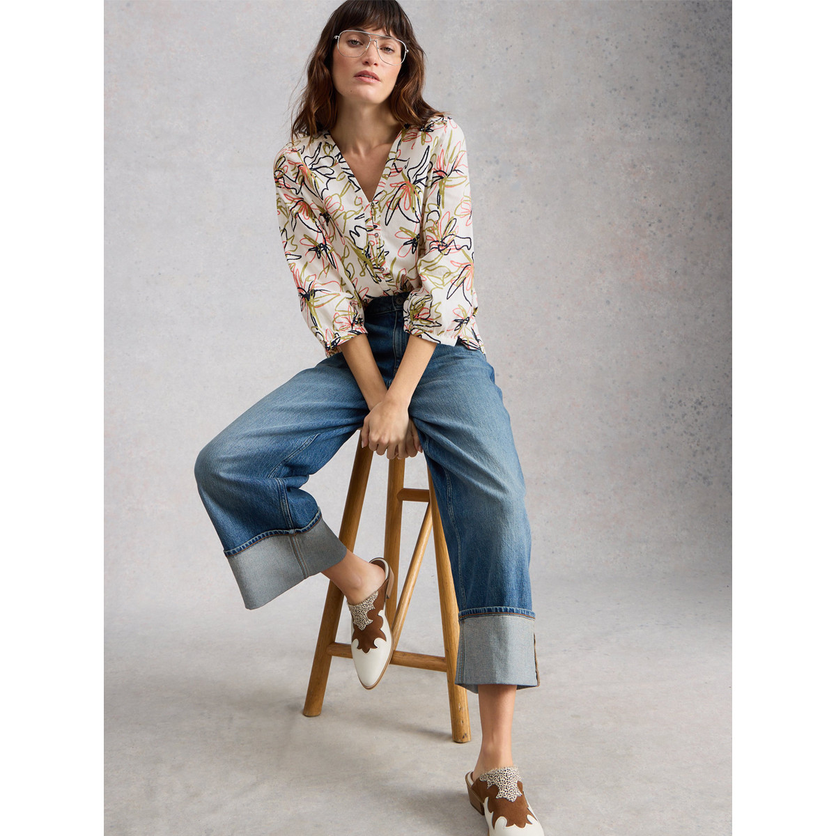 Ruby Organic Cotton Top - Ivory Print | Kilkenny Design