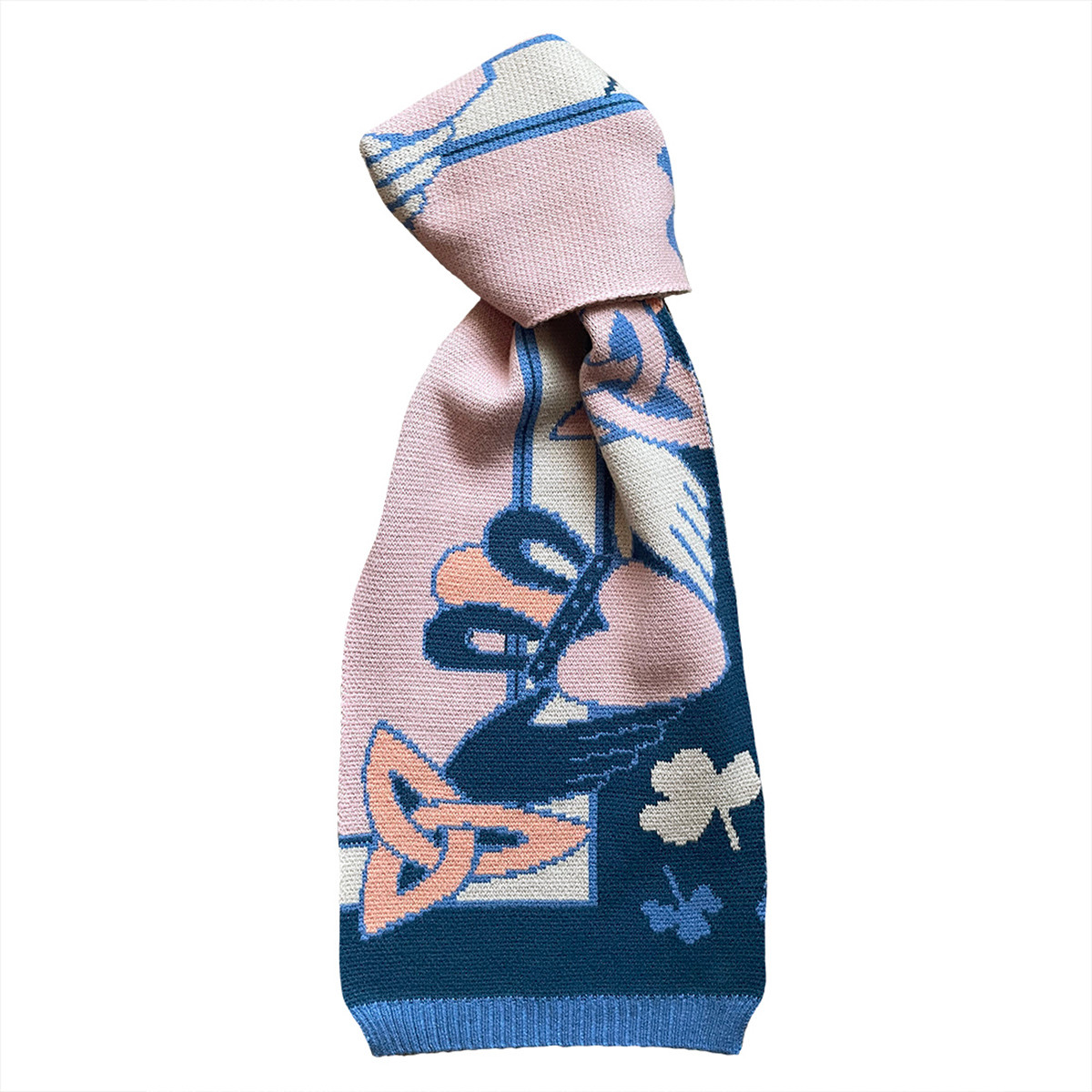 Claddagh Knit Scarf Blue And Salmon | Kilkenny Design