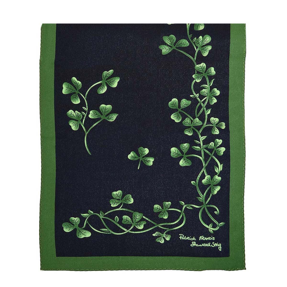 Patrick Francis Shamrock Sprig Silk Scarf Navy/Green | Kilkenny Design