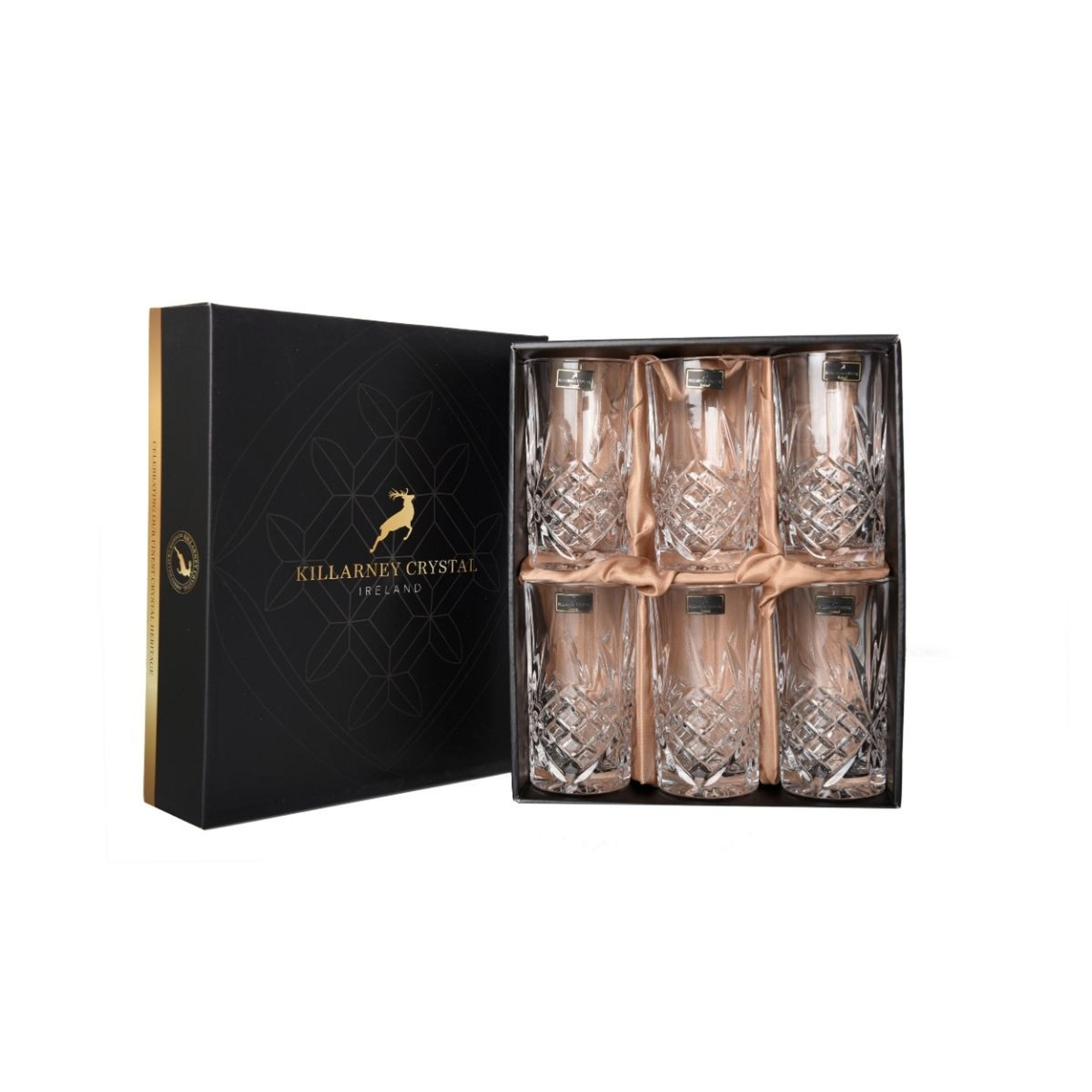 Killarney Crystal Trinity Set Of 6 Hi Ball Glasses Kilkenny Design
